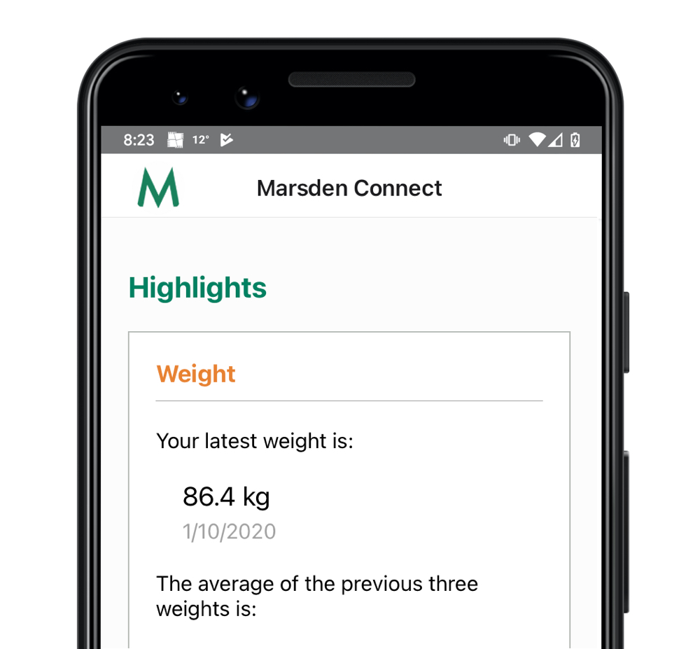 Marsden Connect - Bluetooth enabled weight tracking mobile app development